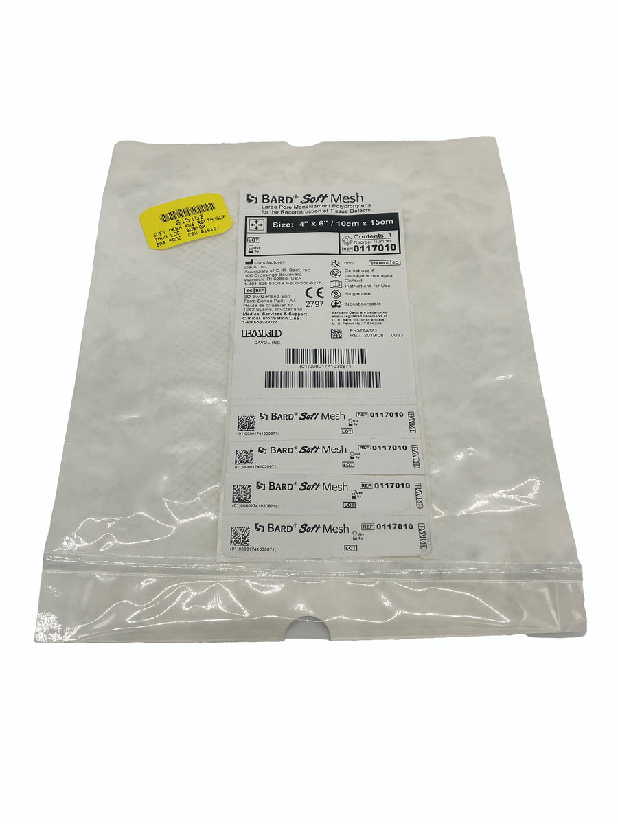 Bard Soft Mesh Nonabsorbable Polypropylene Monofilament - 4" x 6" – XS ...