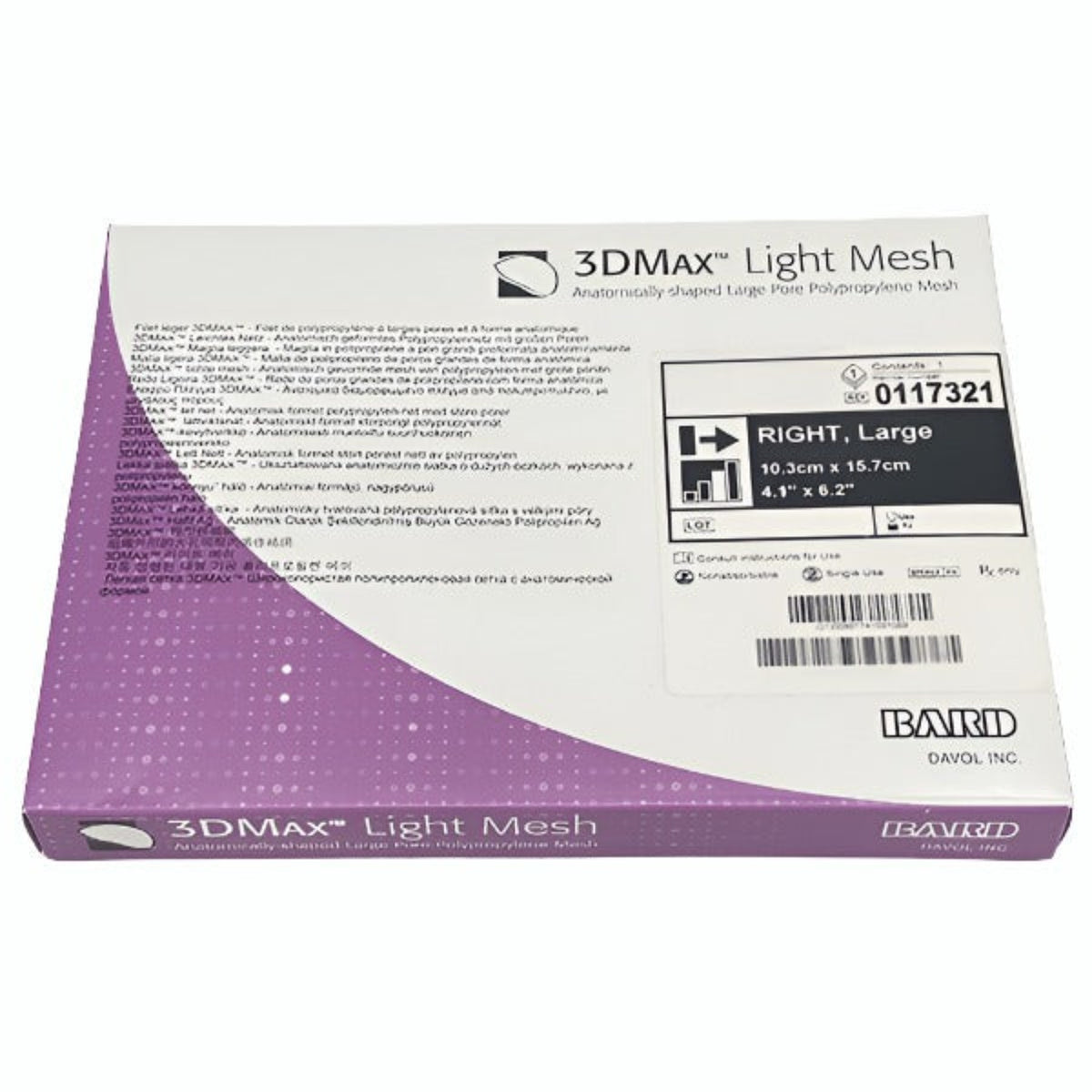 Bard Davol 3Dmax Light Mesh Right Large - 4.1" X 6.2" – XS Supply
