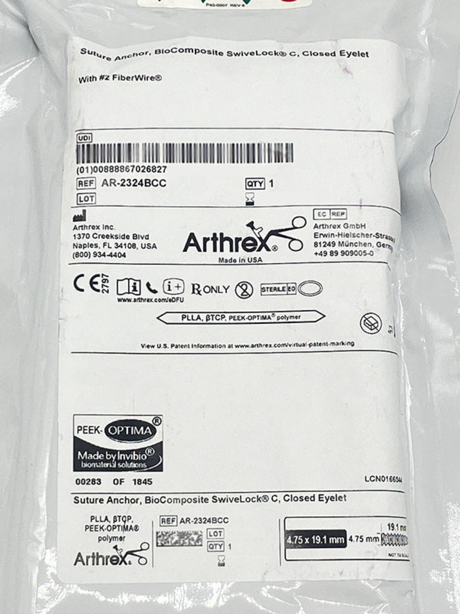 Arthrex AR-2324BCC Biocomposite Swivelock C Suture Anchor - 4.75mm – XS ...