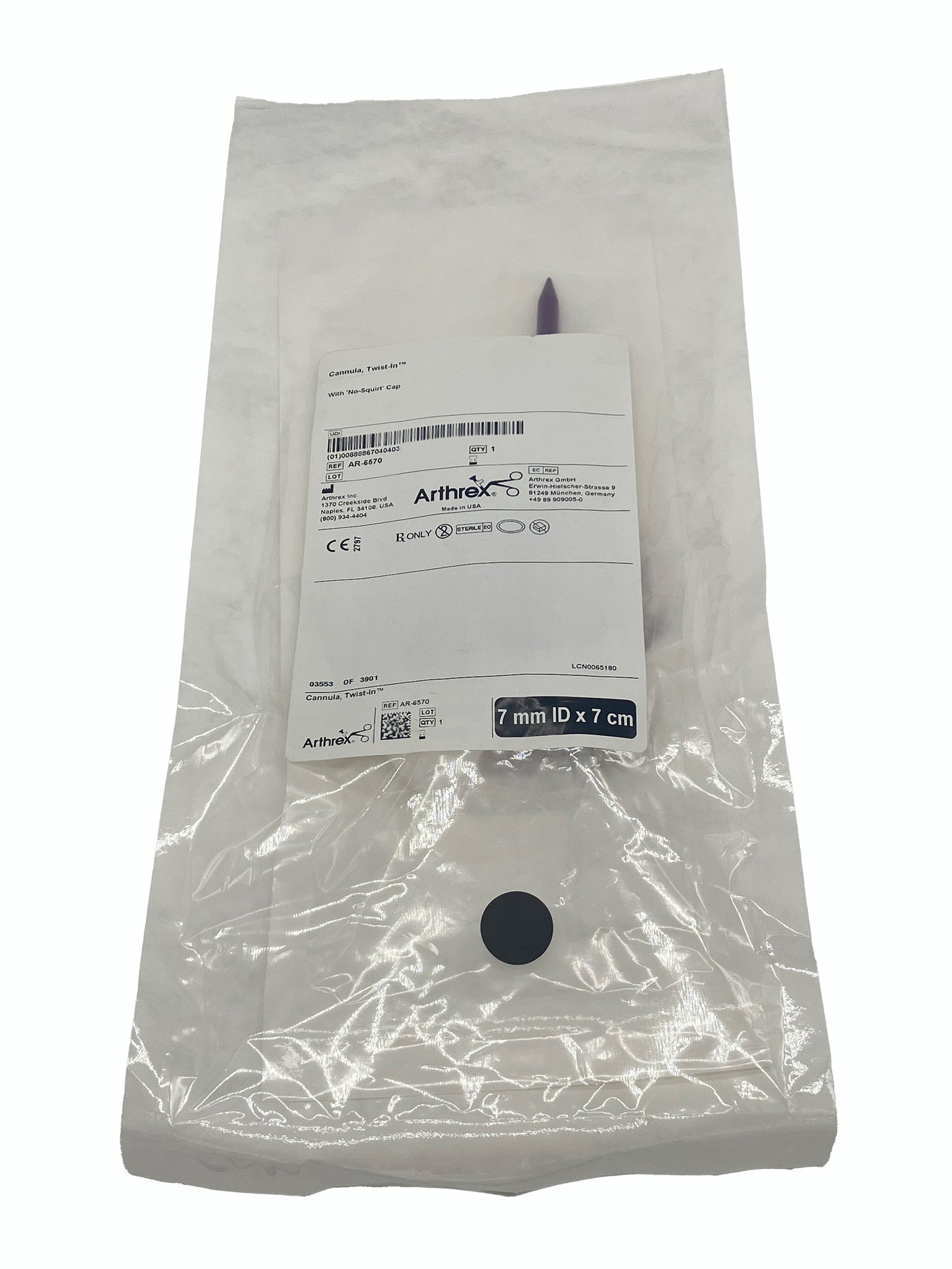 Arthrex Cannula, Twist-In with 'No-Squirt' Cap | XS Supply